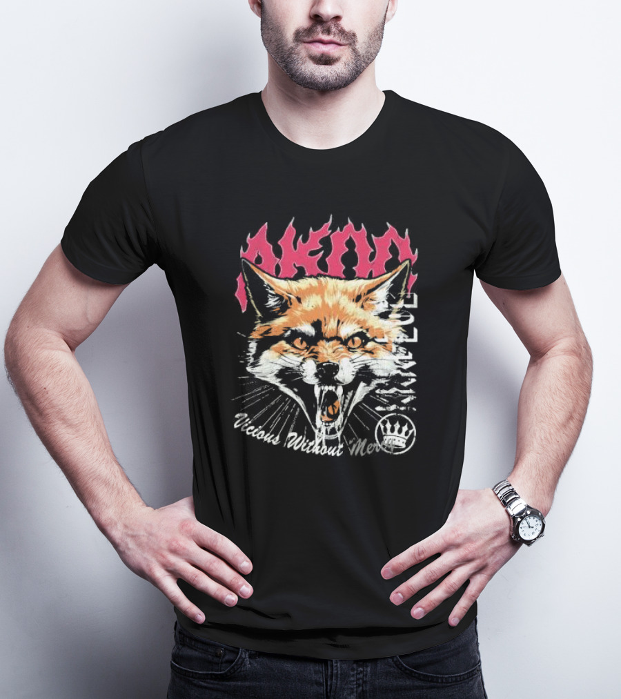 Akimo Vicious Without Mercy Orange Fox Crown T-Shirt