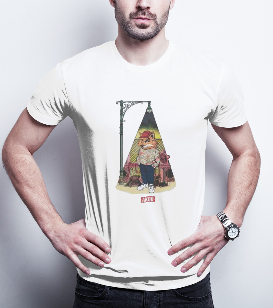 Block Party SS Akoo Streetwear Fox Character Under Lamp Post T-Shirt