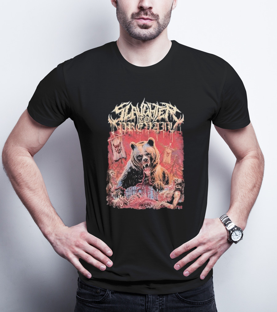 Slaughter To Prevail Bear With Blood-Soaked Banner Background T-Shirt