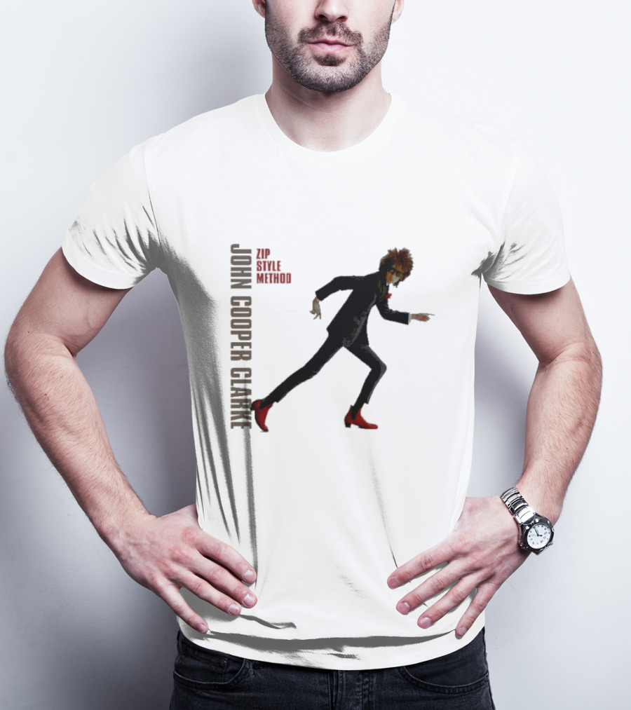 John Cooper Clarke Zip Style Method Dynamic Pose In Red Boots T-Shirt