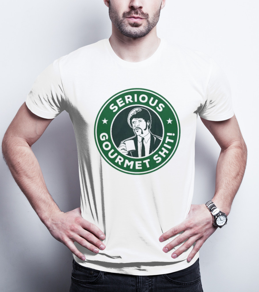 Serious Gourmet Shit Coffee Cup Meme Green Circle Emblem T-Shirt