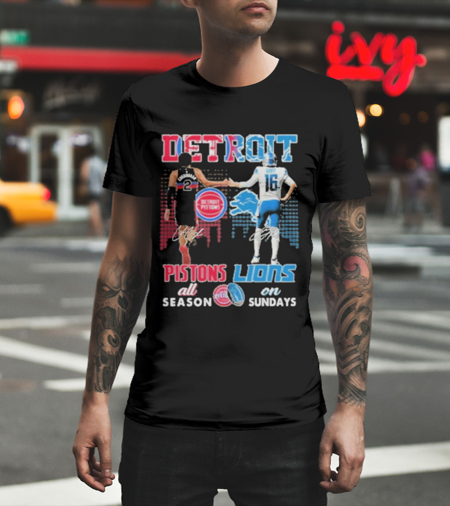 Detroit Pistons Lions All Season On Sundays T-Shirt