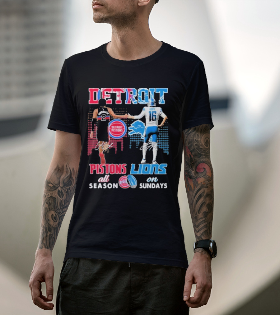 Detroit Pistons Lions All Season On Sundays T-Shirt