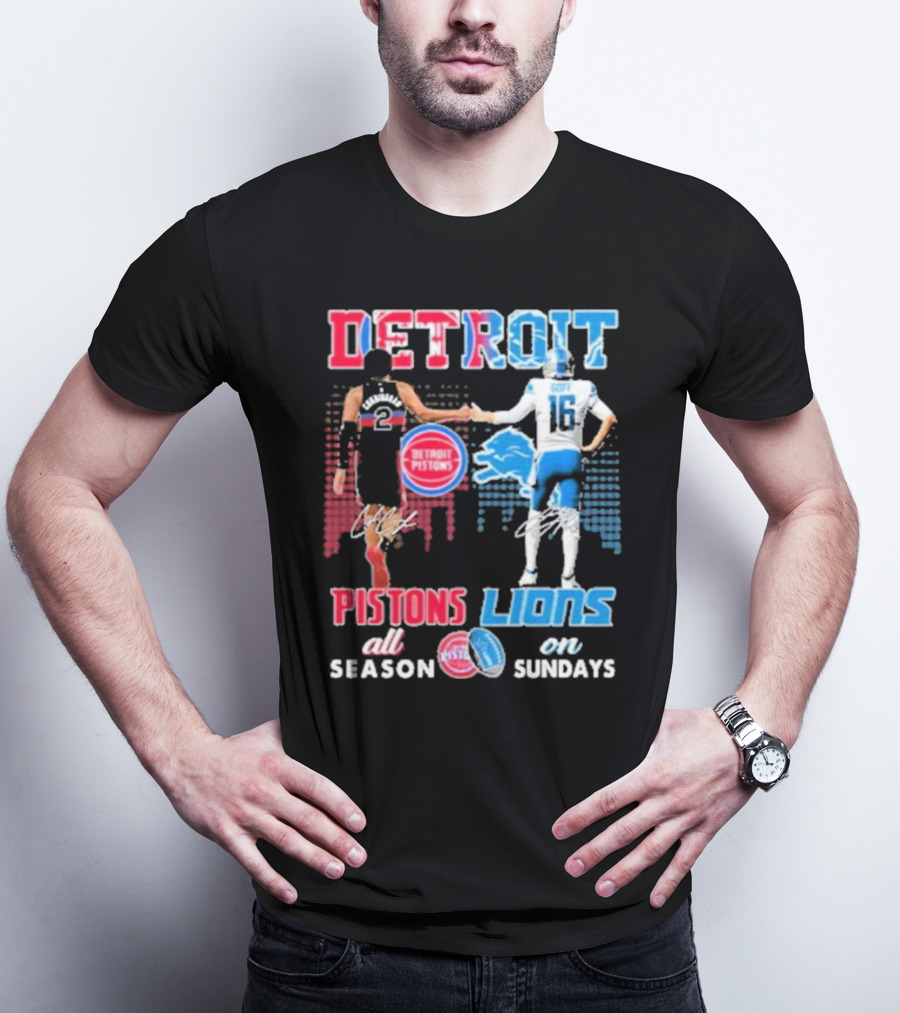 Detroit Pistons Lions All Season On Sundays T-Shirt