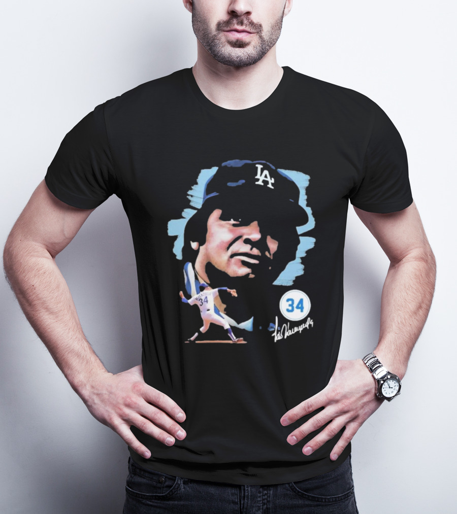 Fernando Valenzuela LA Dodgers 34 Signature T-Shirt