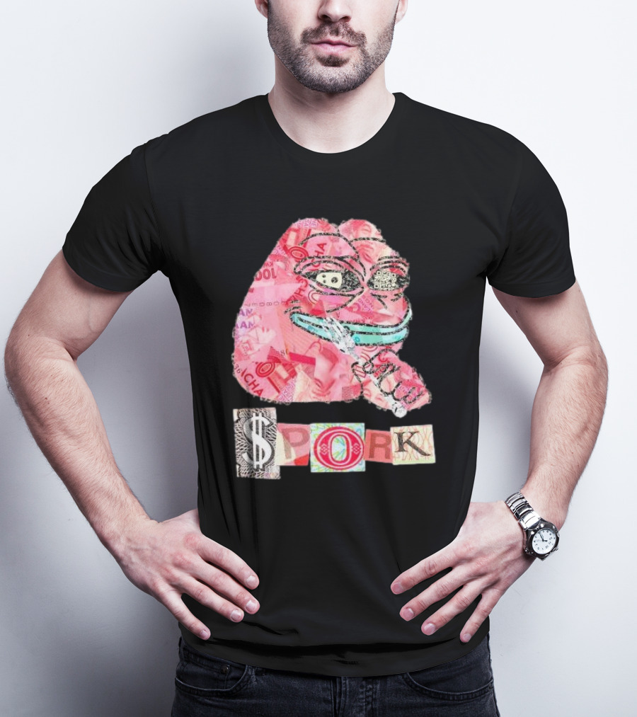 Pauly Spork Frog With Collage Pattern And Iconic Symbolism T-Shirt