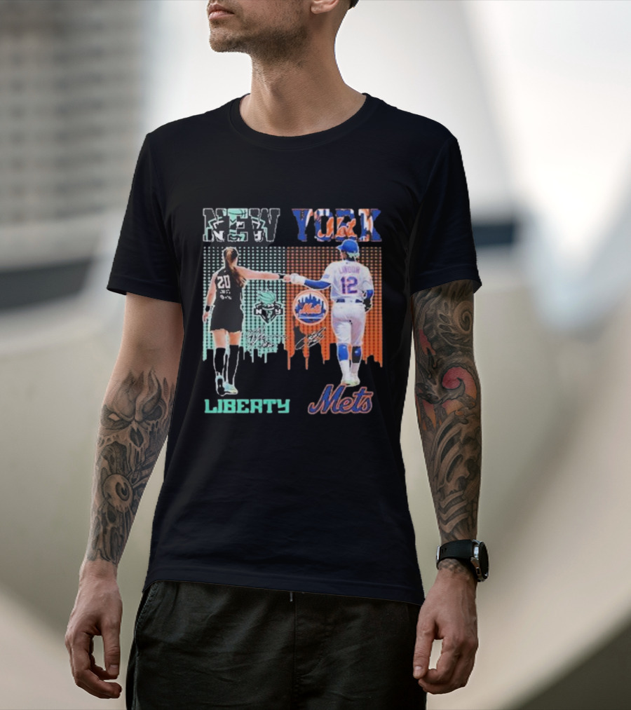 New York Liberty Sabrina Ionescu Francisco Lindor Mets T-Shirt