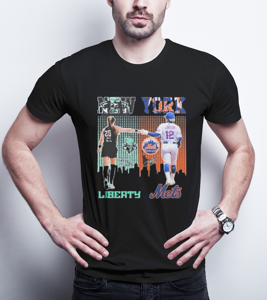 New York Liberty Sabrina Ionescu Francisco Lindor Mets T-Shirt