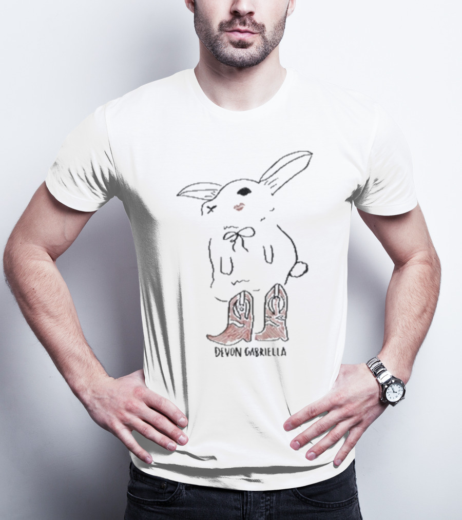 Devon Gabriella Bunny In Boots With Ribbon Bow And Cowboy Shoes T-Shirt