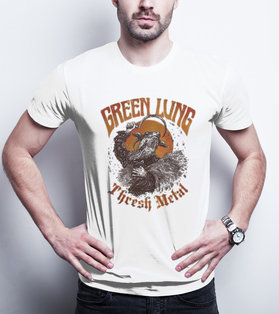Green Lung Thrash Metal Mystical Goat With Crescent Blade T-Shirt