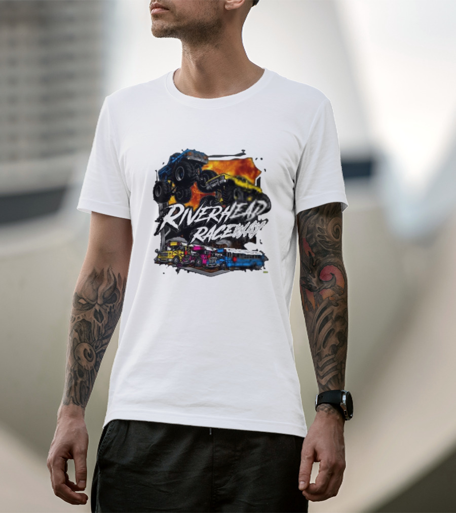 Monster Trucks And Busses At Riverhead Raceway Explosive Action T-Shirt