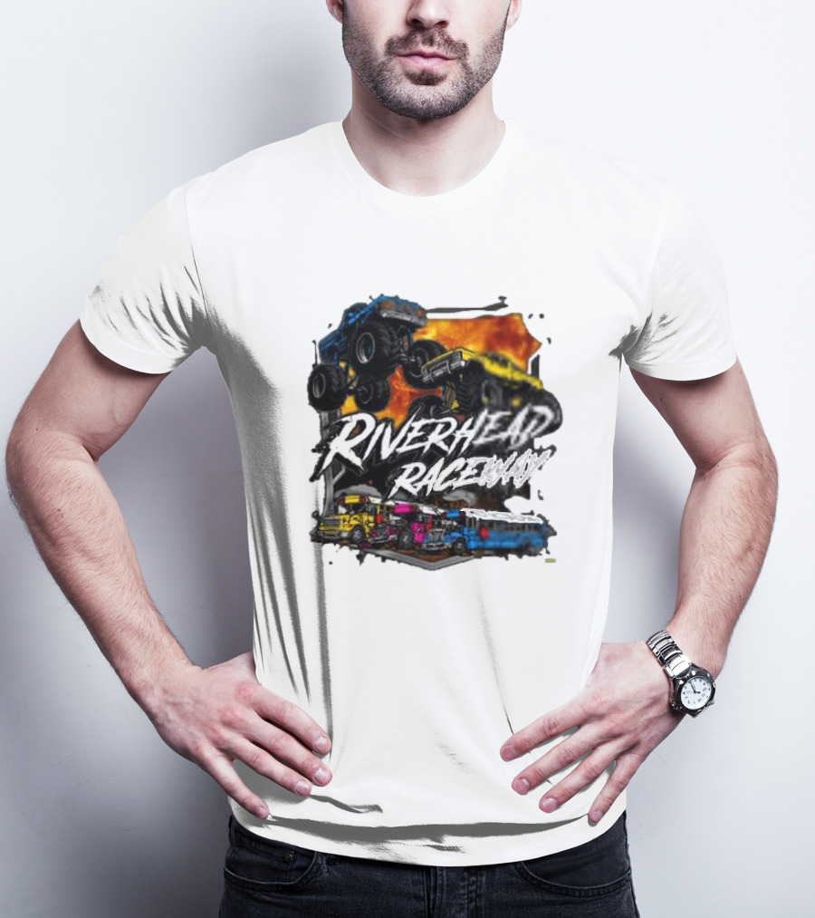 Monster Trucks And Busses At Riverhead Raceway Explosive Action T-Shirt