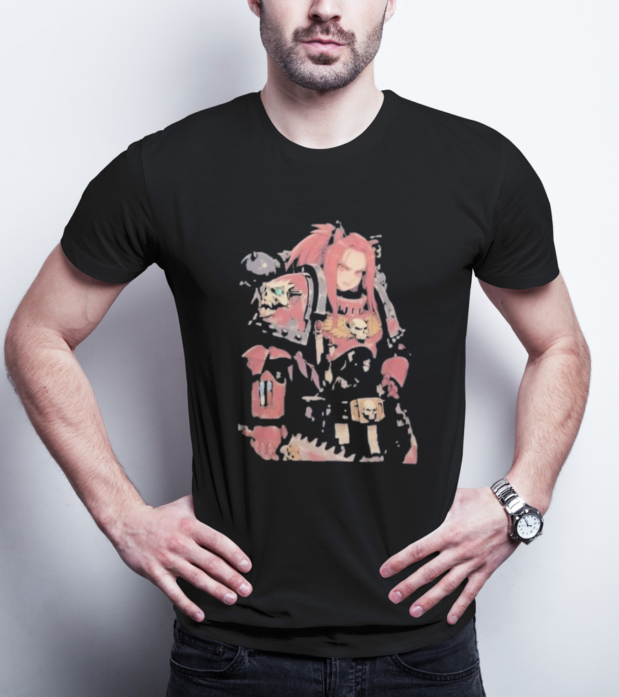 Female Space Marine Waifu Warrior With Skull Armor T-Shirt