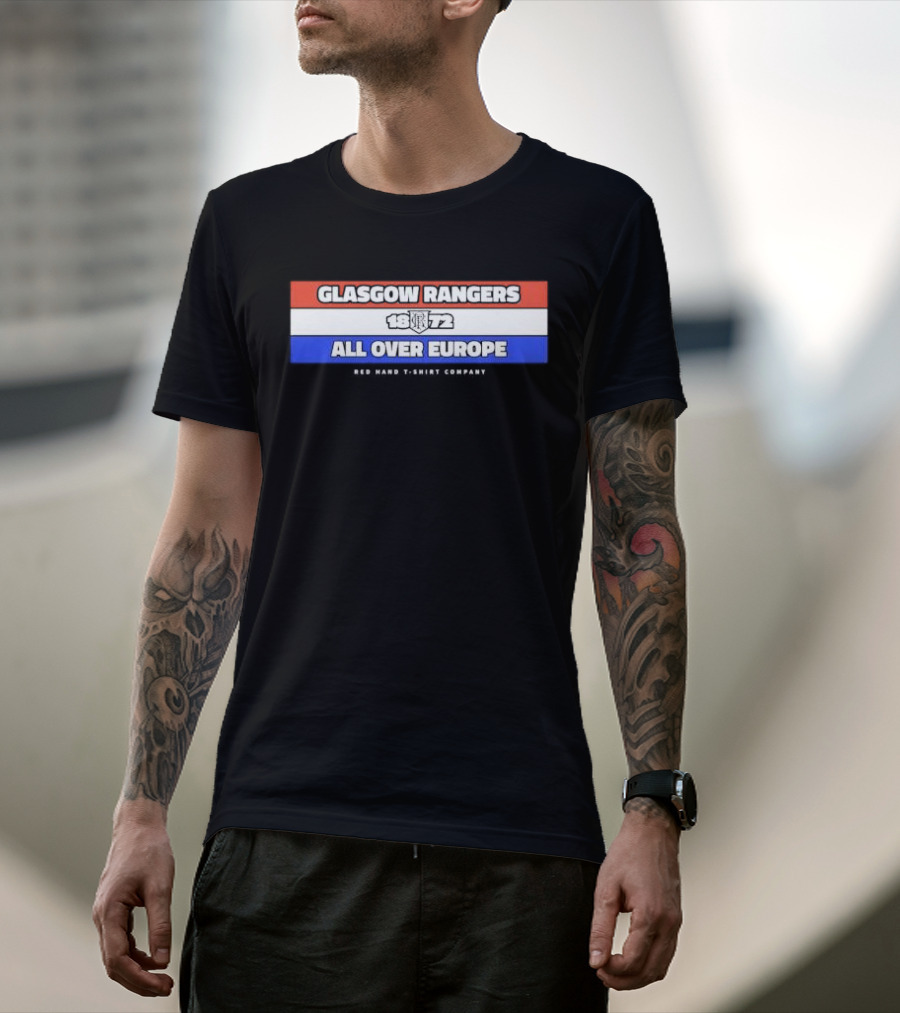 Glasgow Rangers 1872 All Over Europe Red Hand T-Shirt Company T-Shirt