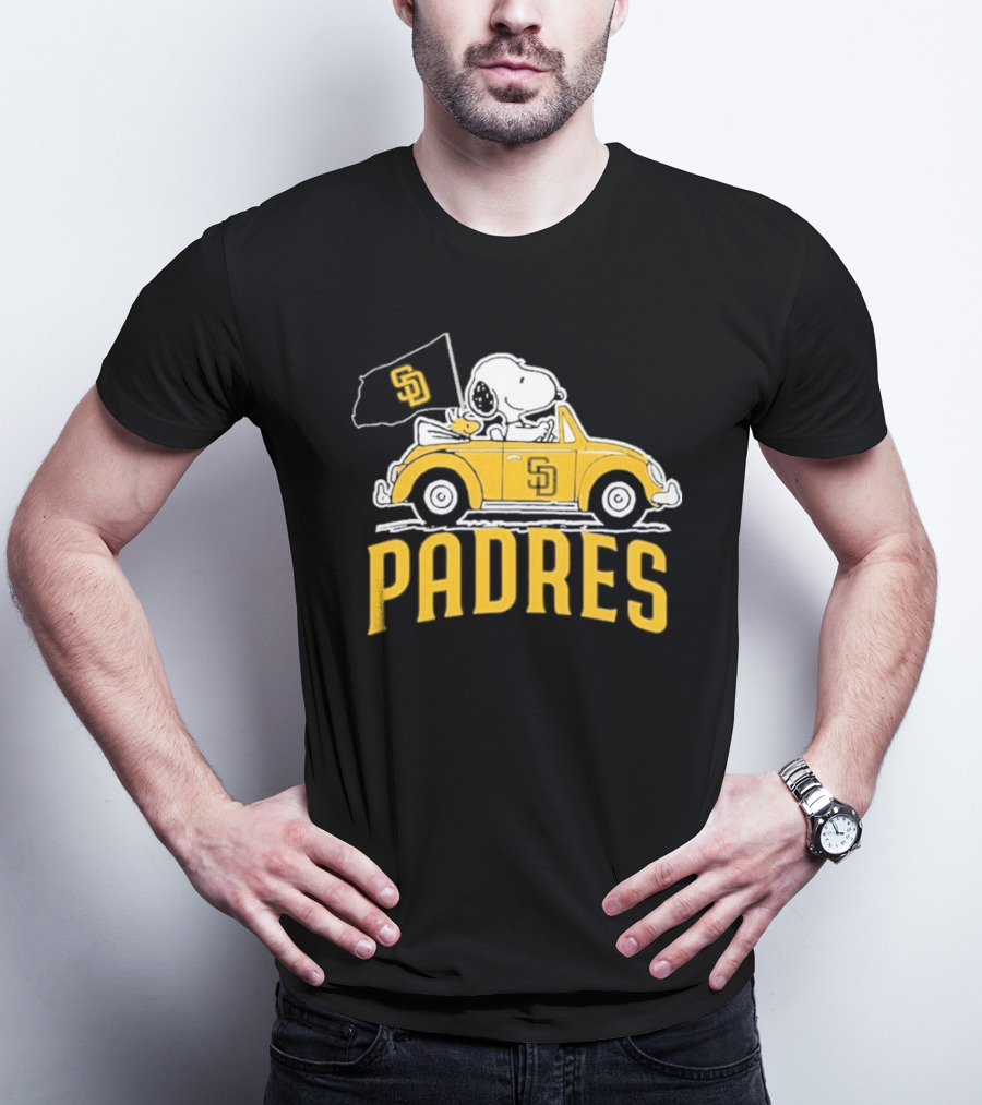 Snoopy San Diego Padres Car Flag Baseball Mascot T-Shirt
