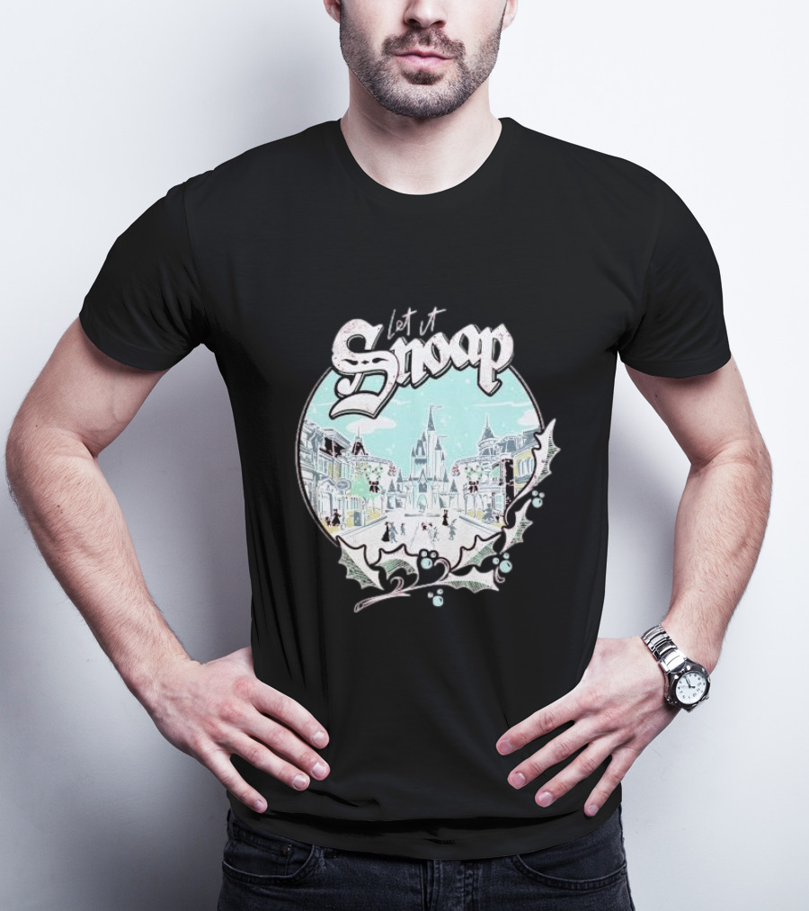 Let It Snoap Florida Day Main Street With Holly And Snowflakes Scene T-Shirt