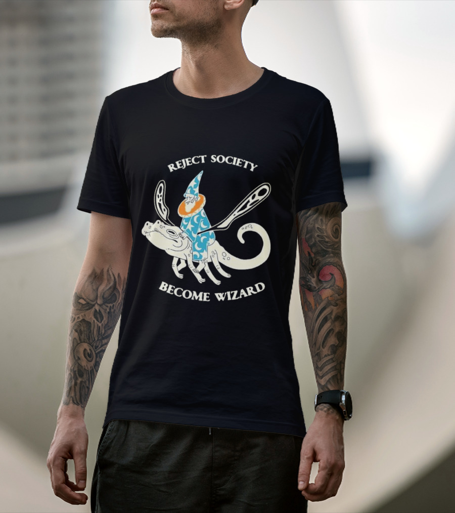 Reject Society Become Wizard Riding Mystical Creature T-Shirt