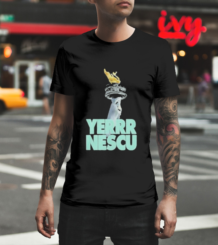 Sabrina Rocking The YERRR NESCU Statue Of Liberty Torch Flame T-Shirt