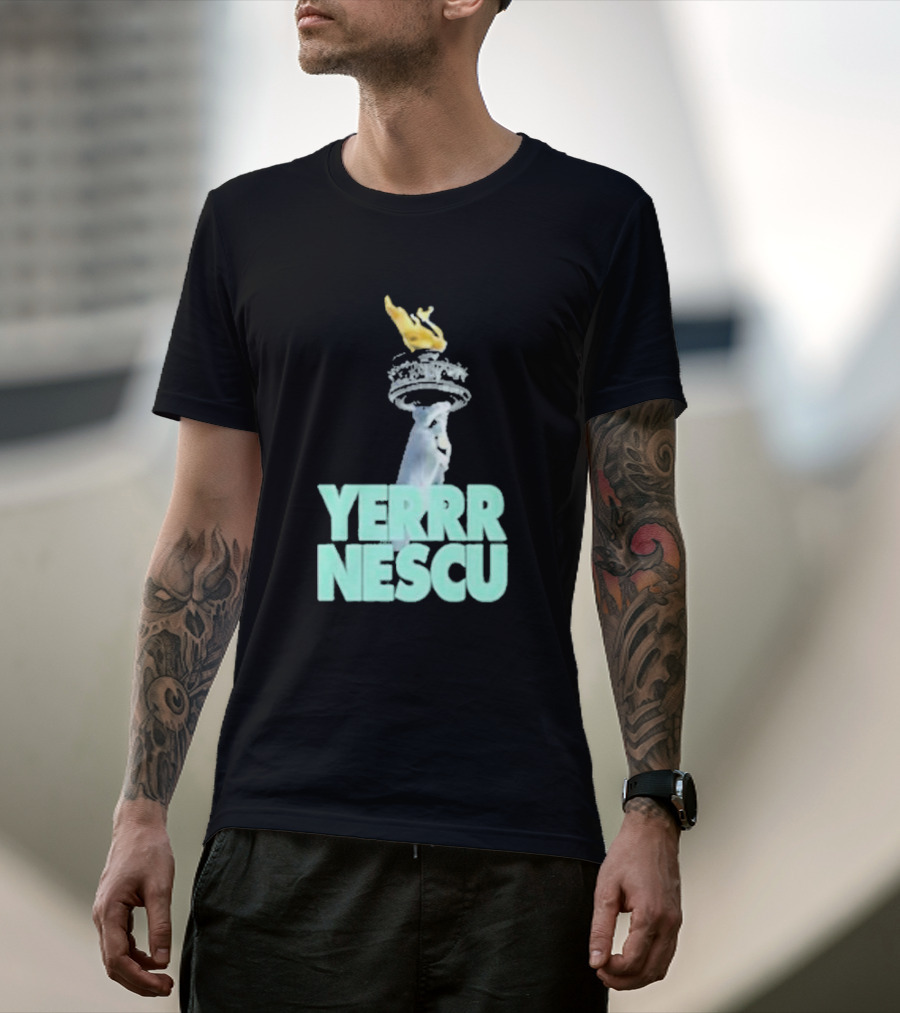 Sabrina Rocking The YERRR NESCU Statue Of Liberty Torch Flame T-Shirt