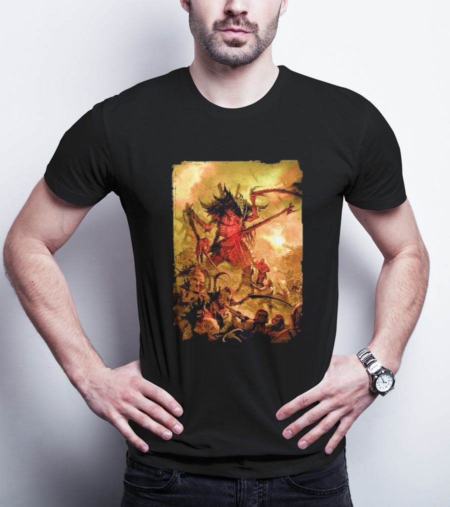 War Zone Octarius Rising Tide Black Tyranid Artwork Battle Scene T-Shirt