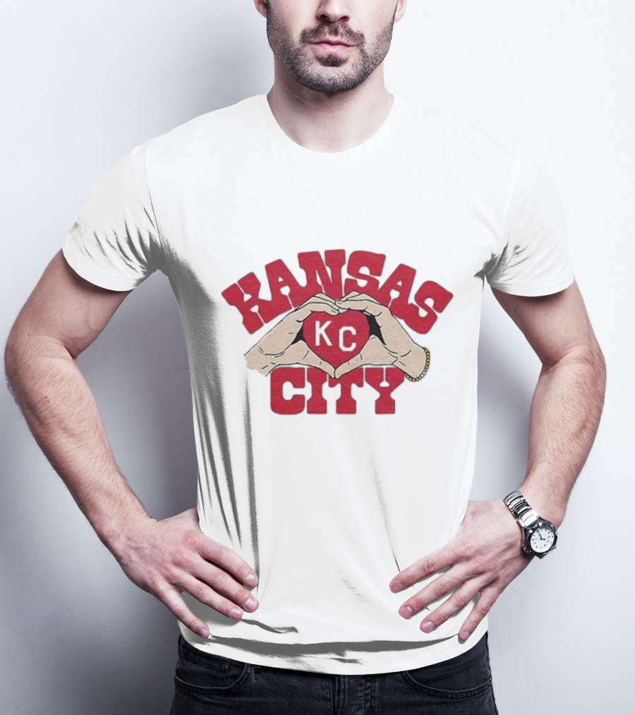 Kansas City KC Heart Hands Charlie Hustle Adults T-Shirt
