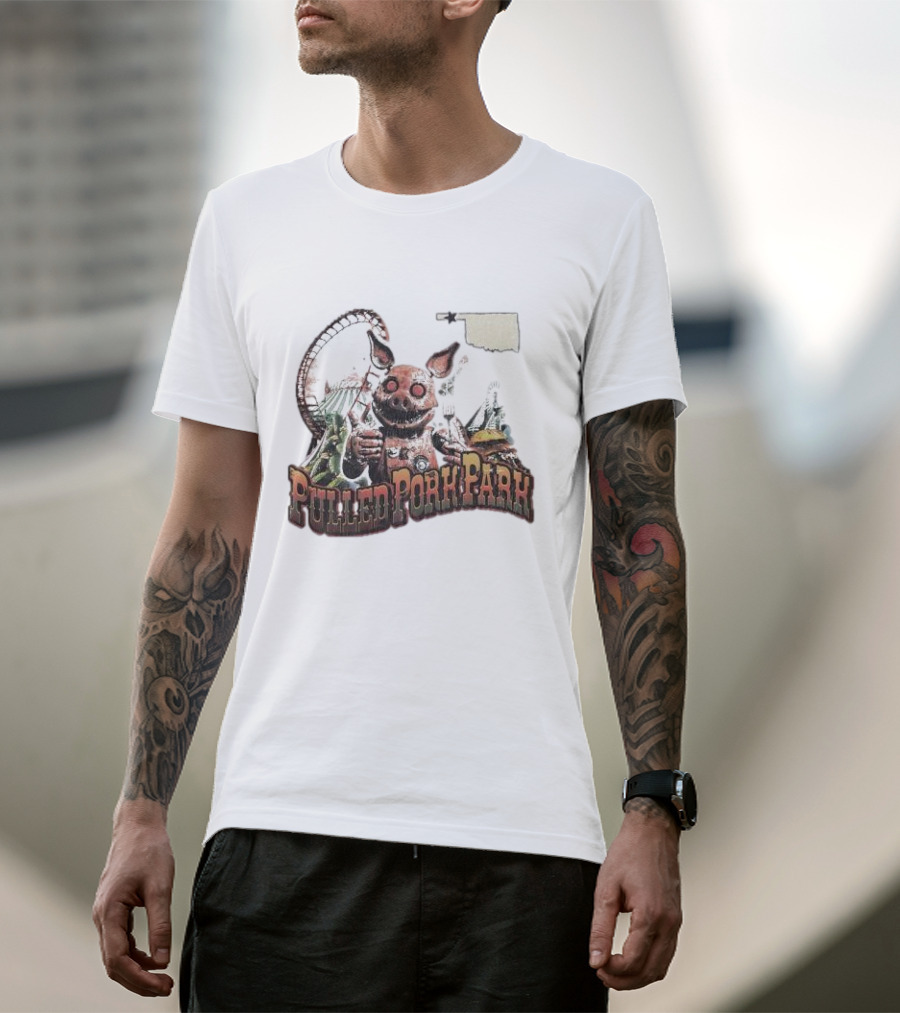Pulled Pork Park Hivemind Roller Coaster Oklahoma Pig Carnival T-Shirt