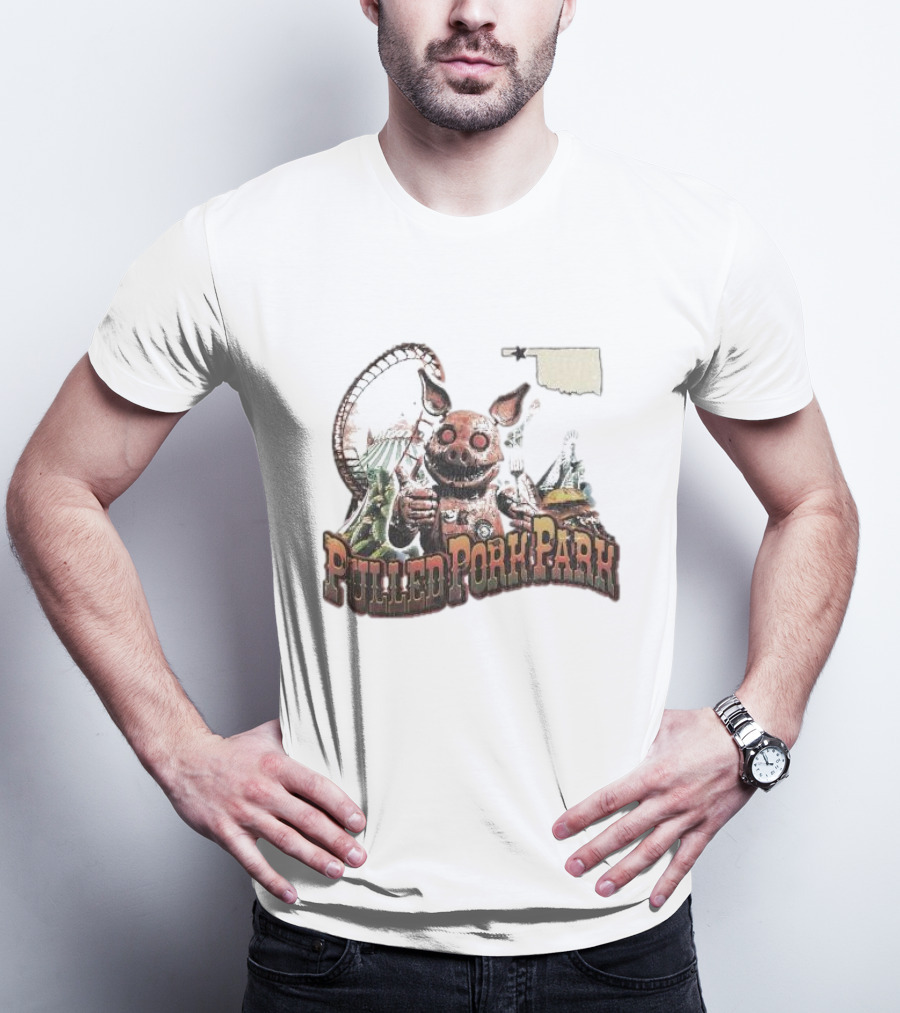 Pulled Pork Park Hivemind Roller Coaster Oklahoma Pig Carnival T-Shirt