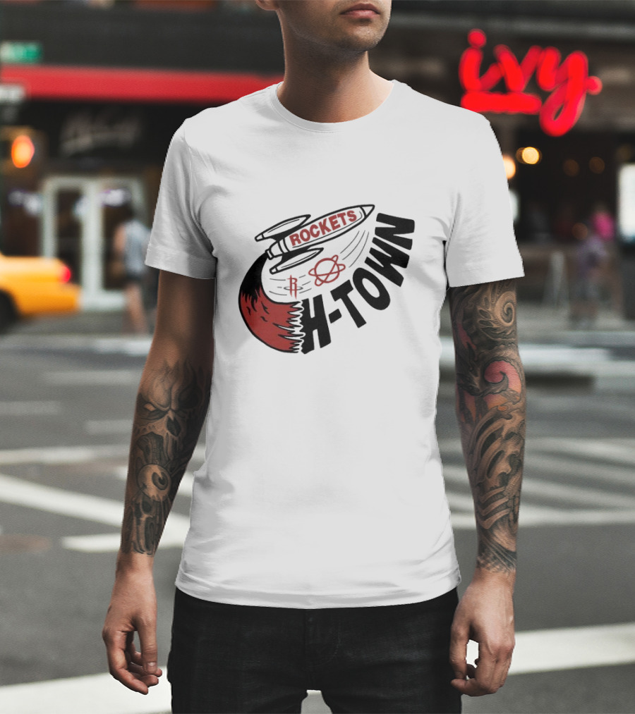 Houston Rockets H-Town Rocketship Orbit T-Shirt