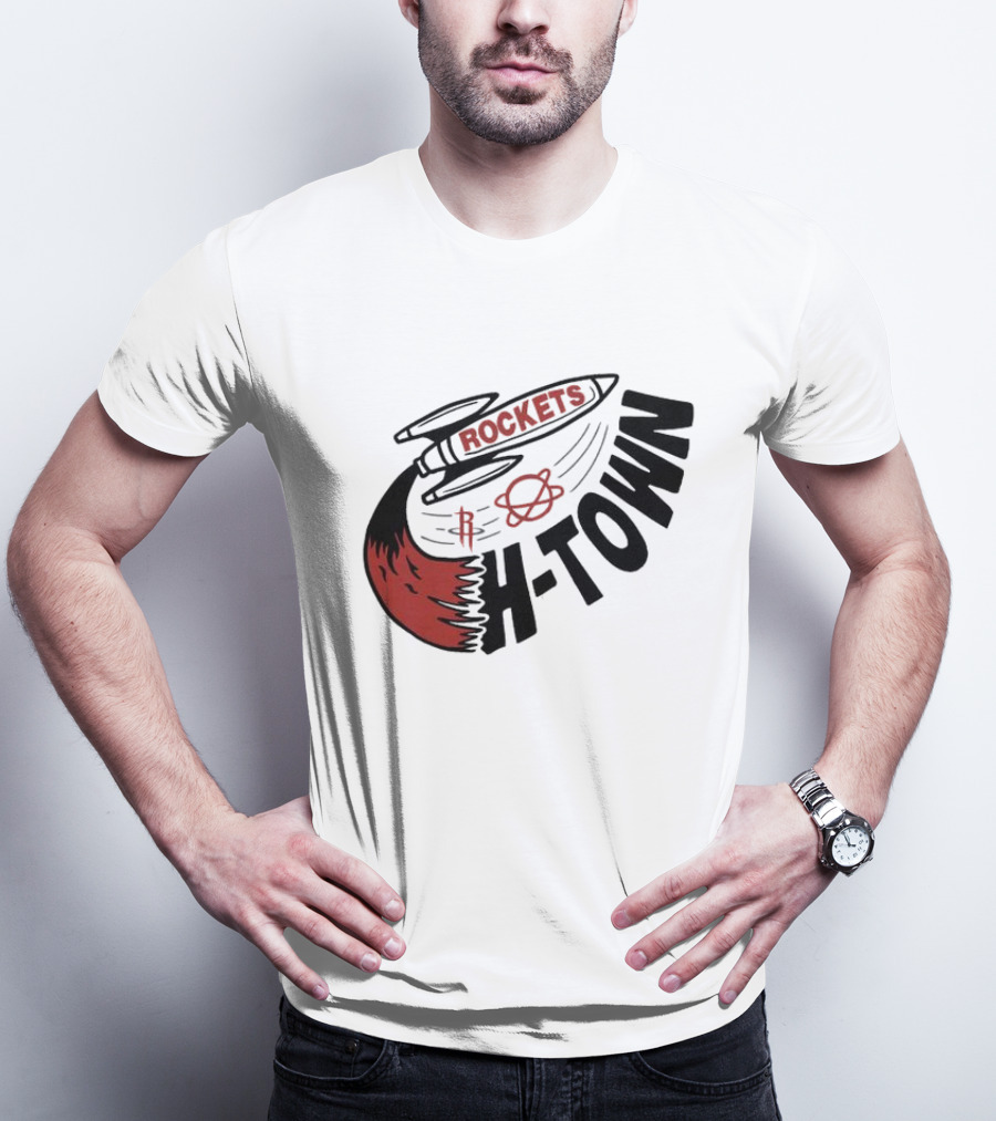 Houston Rockets H-Town Rocketship Orbit T-Shirt