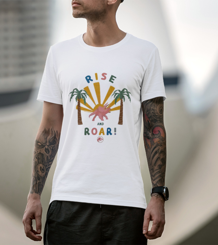 Jurassic Park Rise And Roar Toddler Triceratops And Palm Trees T-Shirt