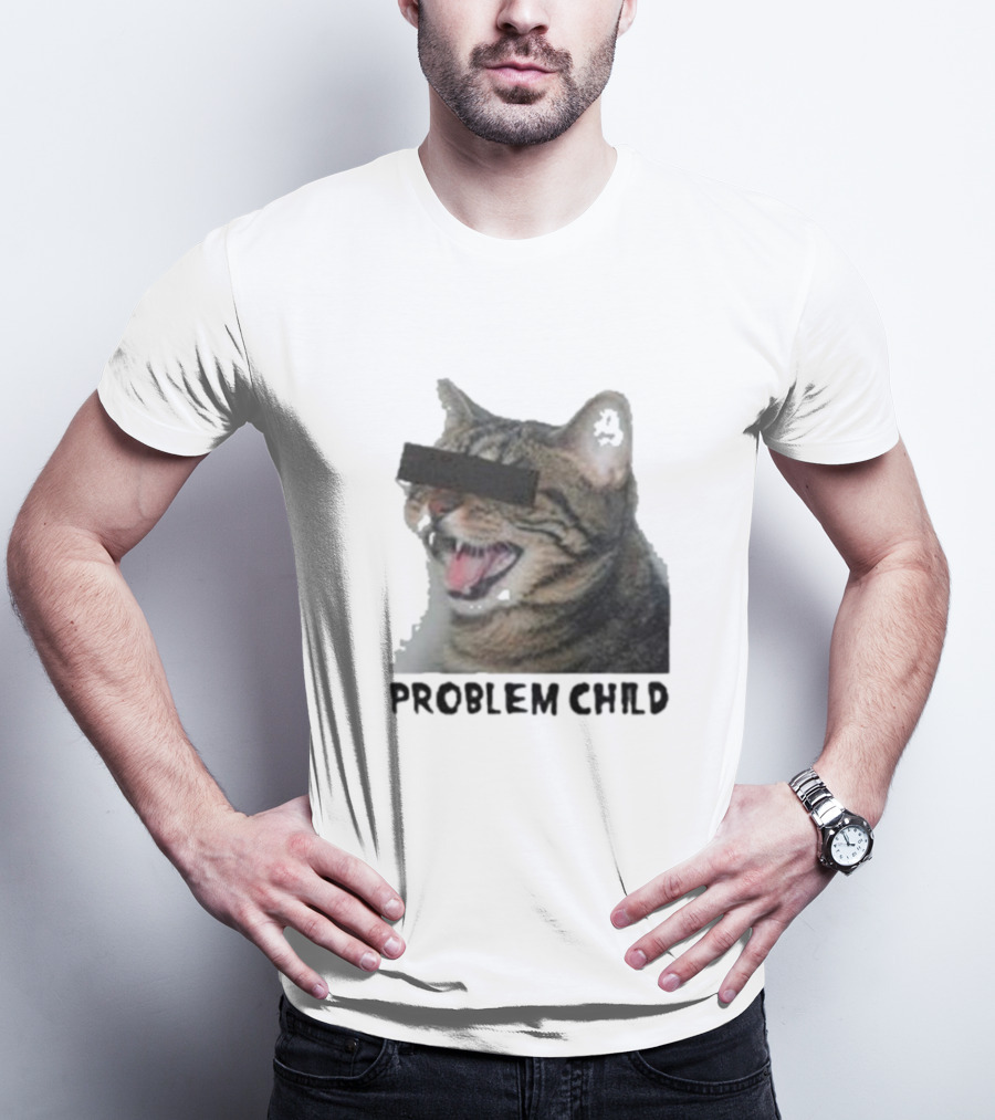 PROBLEM CHILD Cat Meme Censored Face T-Shirt