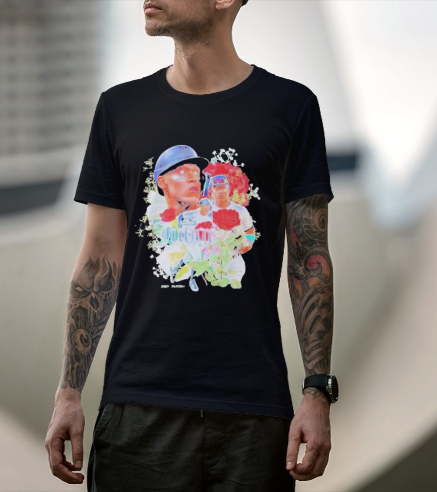 Aaron Judge Smell The Roses New York Yankees Baseball Player Floral T-Shirt