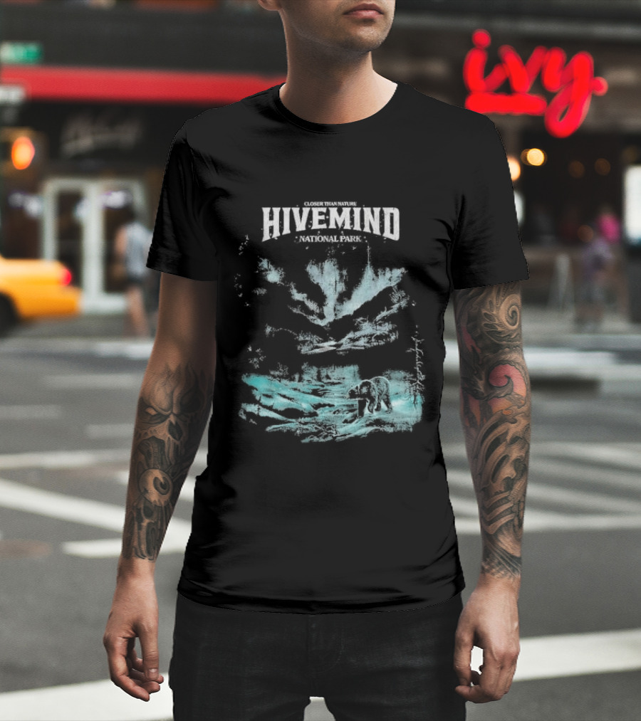 Closer Than Nature Hivemind National Park Bear Wilderness Scene T-Shirt
