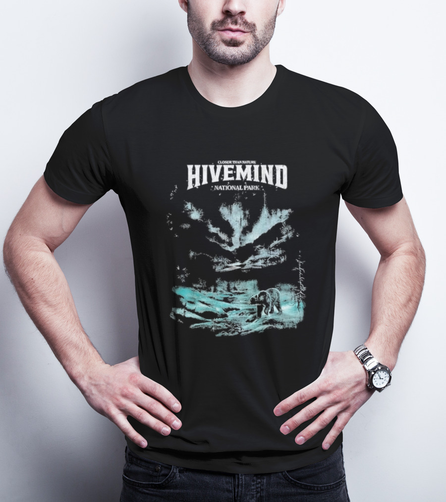 Closer Than Nature Hivemind National Park Bear Wilderness Scene T-Shirt