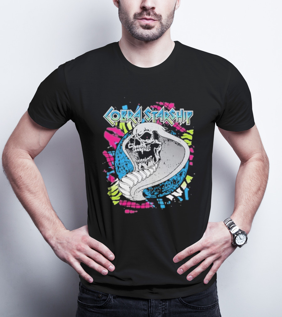 Cobra Starship Skull Snake Retro Neon T-Shirt