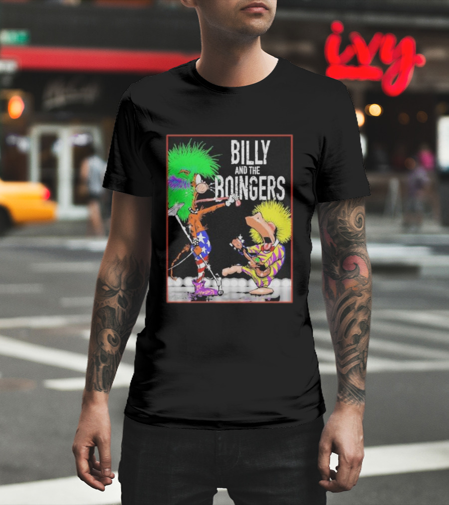 Billy And The Boingers Celebrate Big Hair Era With Great Music Star Stripes And Colors T-Shirt