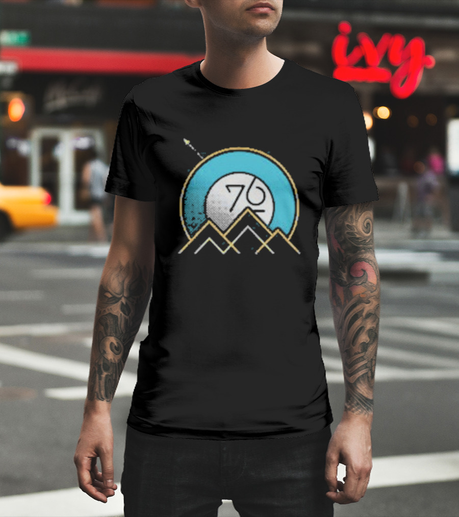Rocket Over Rockies 76 Circular Mountain T-Shirt