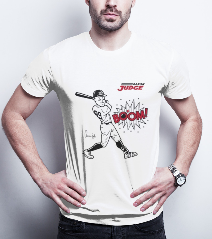 Aaron Judge 99 Boom Signature New York Yankees Baseball Caricature T-Shirt