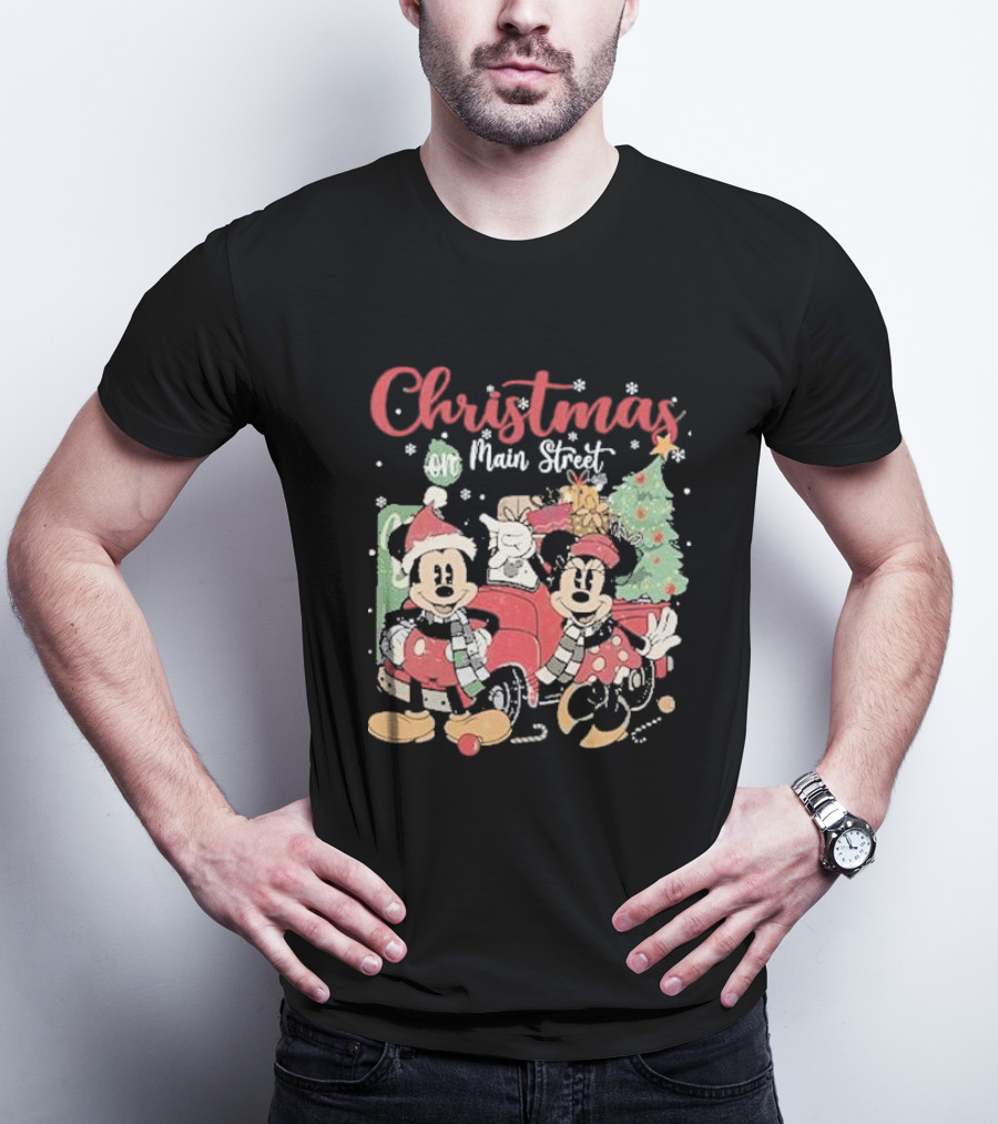 Christmas On Main Street With Mickey And Minnie Disney Holiday T-Shirt