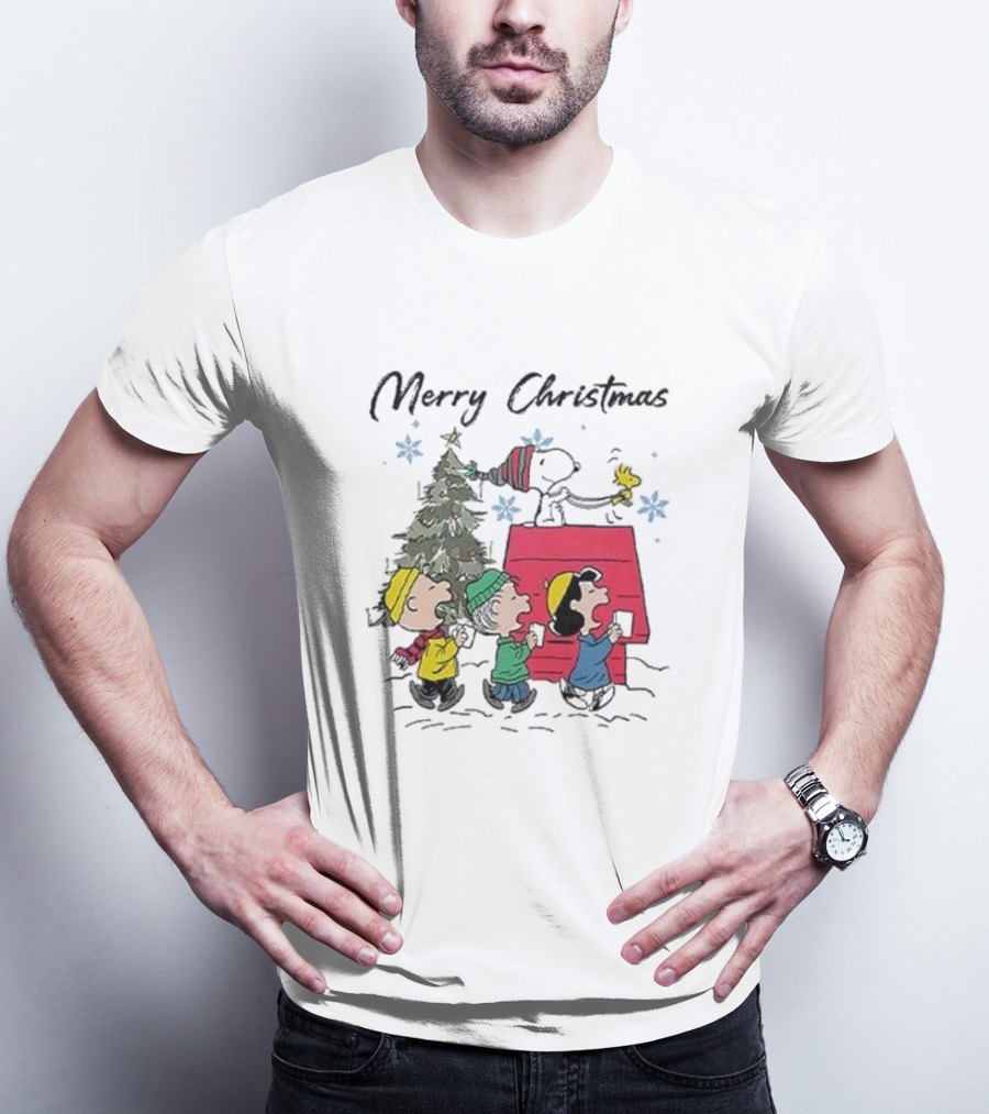 Merry Christmas Snoopy And Friends Winter Scene T-Shirt