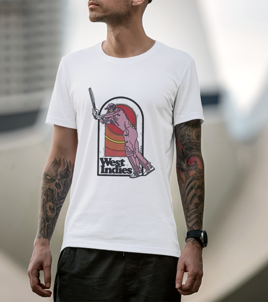 West Indies Cricket Pink 70s Uniform T-Shirt