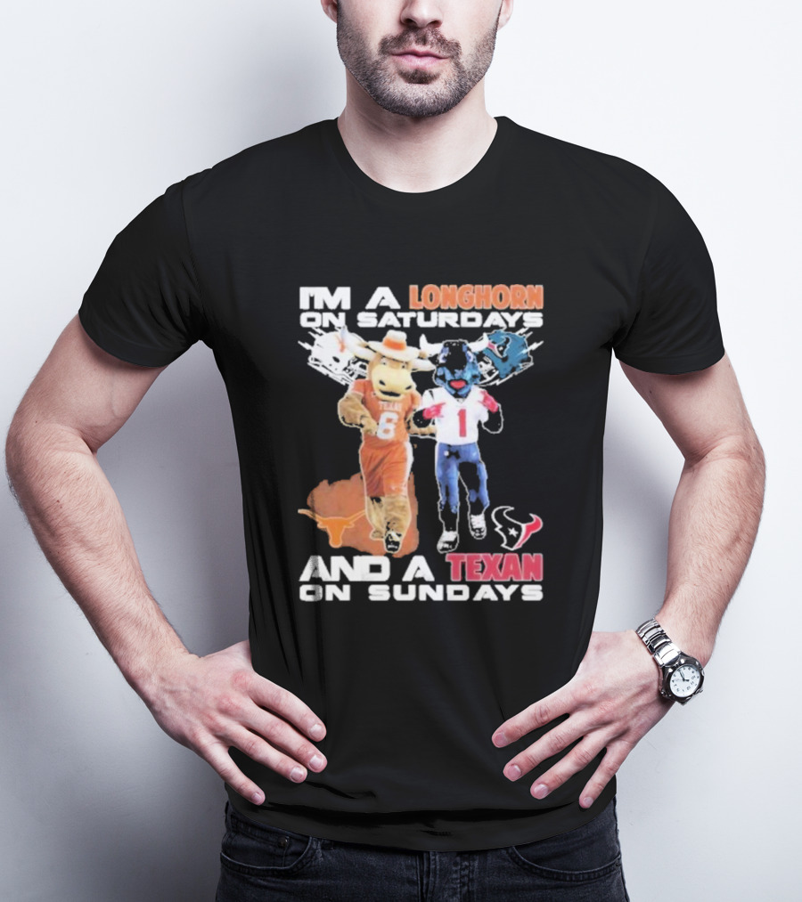 Longhorn On Saturdays Texan On Sundays Football Fan T-Shirt