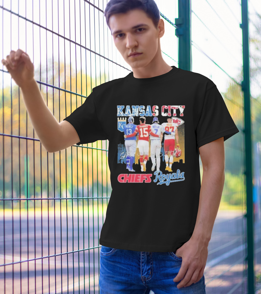 Kansas City Chiefs Royals Perez Mahomes Witt Jr Kelce T-Shirt