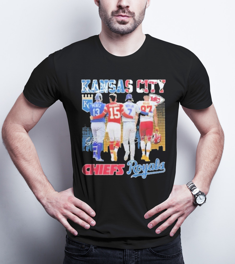 Kansas City Chiefs Royals Perez Mahomes Witt Jr Kelce T-Shirt