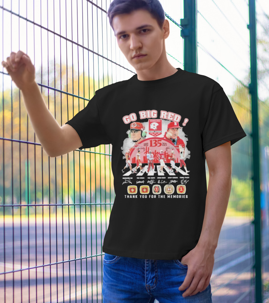 Go Big Red Nebraska Cornhuskers 135 Years 1890-2025 Thank You For The Memories T-Shirt