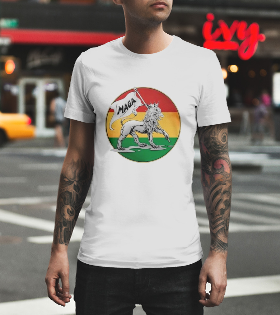 Kali Fontanilla MAGA Lion Red Gold Green Flag T-Shirt