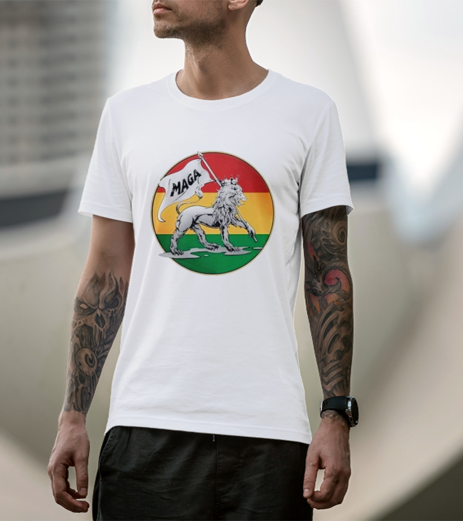Kali Fontanilla MAGA Lion Red Gold Green Flag T-Shirt