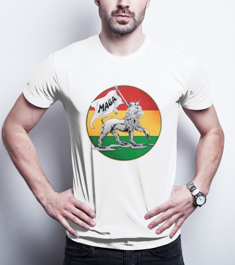 Kali Fontanilla MAGA Lion Red Gold Green Flag T-Shirt