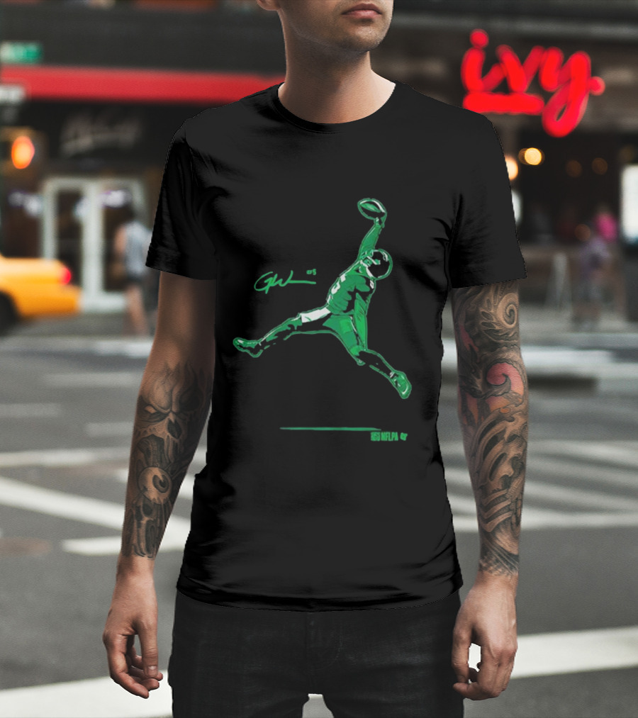 Garrett Wilson One-Handed Air Catch GW #5 NFLPA T-Shirt