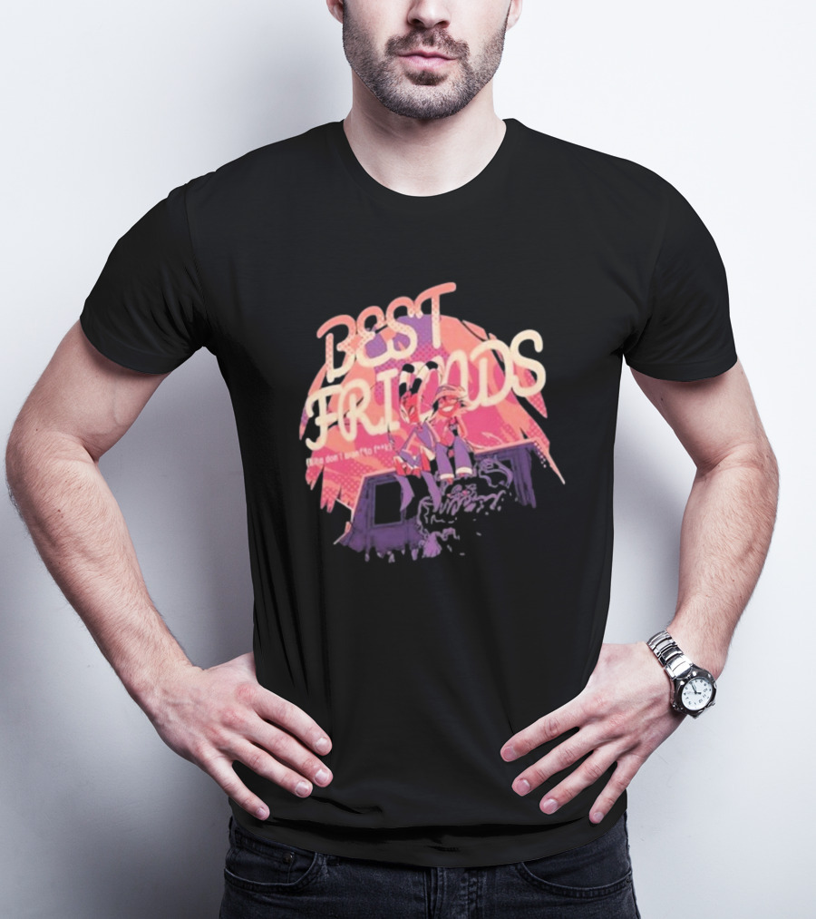 Best Friends Retro Sunset Skateboarding Duo T-Shirt